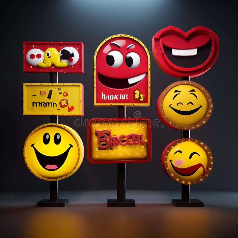 Signboards Displaying Expressive Emojis Stock Illustration ...