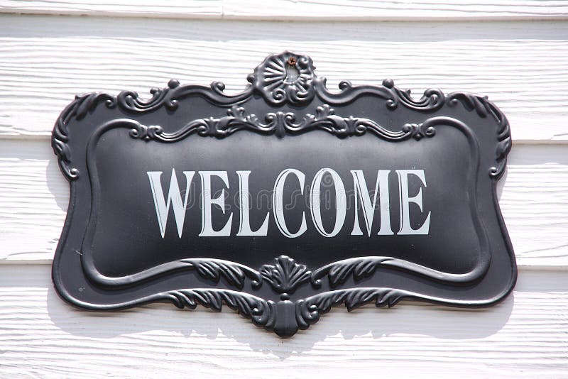 Panneau En Bois Avec L'accueil De Mot, Enseigne Signe Bienvenu, Symbole ...