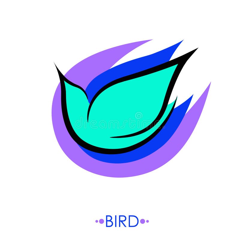 Signe D'oiseau De Stulized Dessin Au Trait D'isolement Sur Le Blanc ...