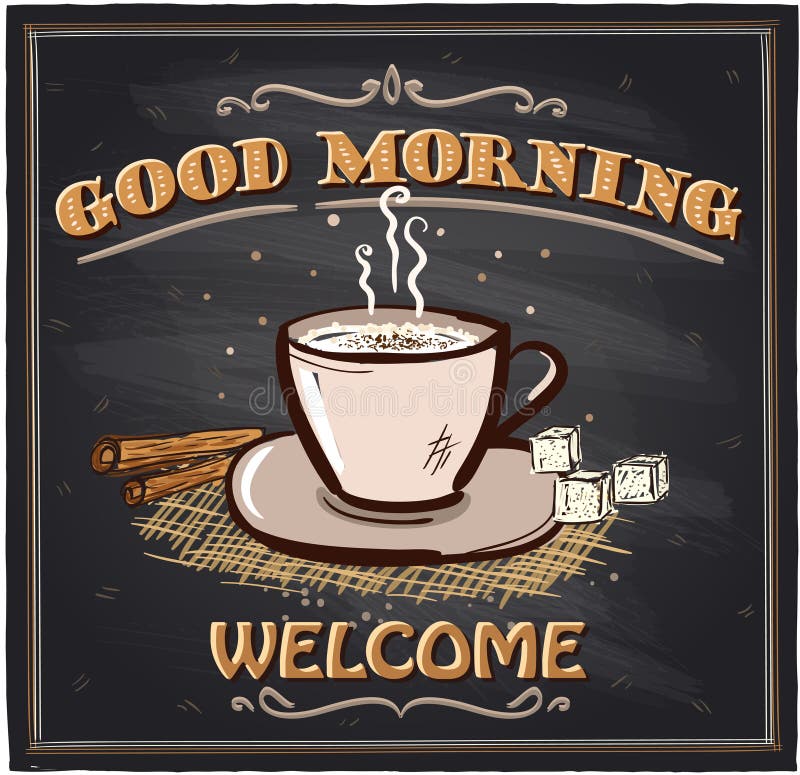 Signe De Café De Tableau Bonjour Illustration de Vecteur - Illustration ...