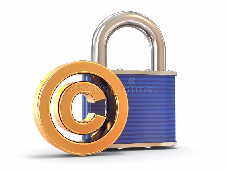 Signe De Copyright Avec Le Padloc. 3d Illustration Stock - Illustration ...