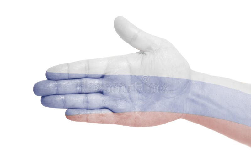 Signe De Main D'homme Avec Le Drapeau Russe Photo stock - Image du ...
