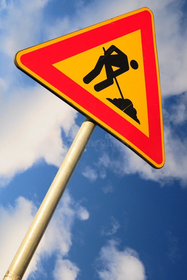 Signe De Route De Travaux En Cours Photo stock - Image du alerte ...