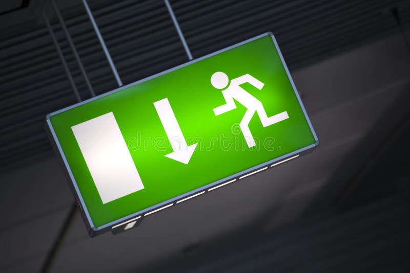 Signe de sortie de secours photo stock. Image du vert - 10841116