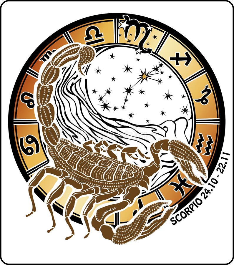 Signe De Zodiaque De Scorpion. Cercle D'horoscope Illustration de ...