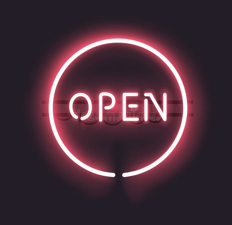 Neon, Nous Sommes Ouverts Signe Vecteur Illustration. Illustration de ...