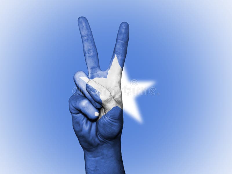 Signe V Devant Le Drapeau Image. Image: 88193592