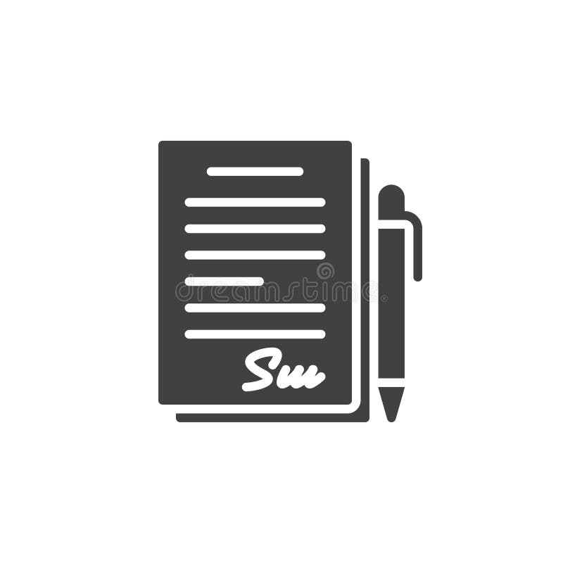 Signed Contract, Document Line and Solid Icon, Outline and Filled ...