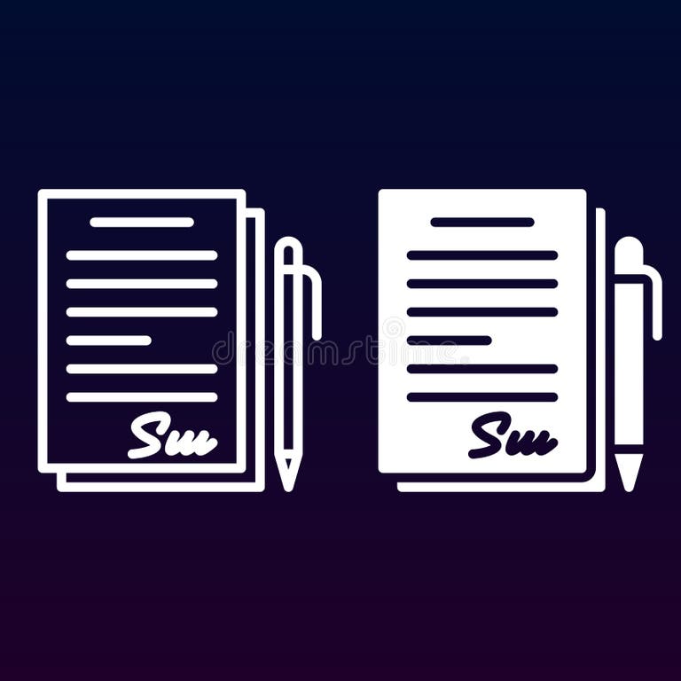 Signed Document Line Icon Stock Illustrations – 767 Signed Document ...