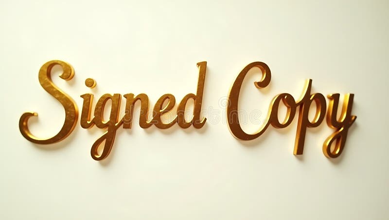 Signed Copy Display on a Subtle Background Showcasing Elegant Lettering ...
