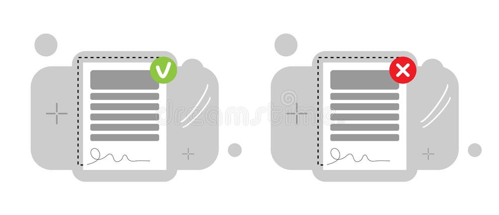 Signed Document Approved and Rejected Flat Style Stock Illustration ...