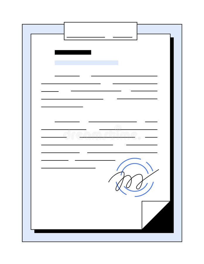 Signed Document on Clipboard Symbol of Agreement, Administrative Tasks ...