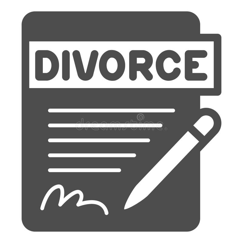 Signed Document Form and Pen Solid Icon, Family Lawyer Concept. Vector ...