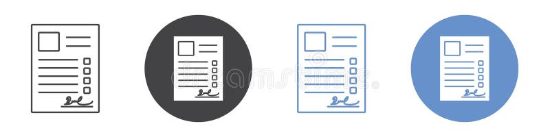 Signed Document Icon Flat Line Symbol Set Stock Illustration ...