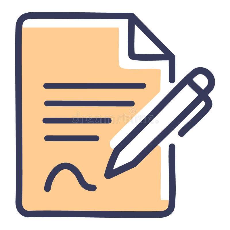 Signed Document with Pen Icon. Colorful Illustration of a Signed ...