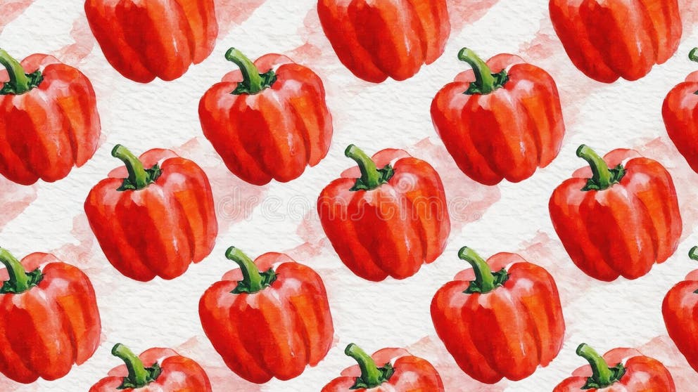 Seamless Watercolor Bell Pepper Pattern Stock Illustration ...