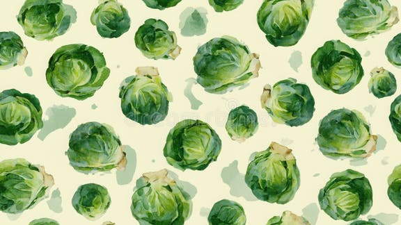 Seamless Watercolor Pattern with Brussel Sprouts Stock Illustration ...