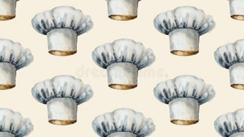 Seamless Watercolor Chef Hat Pattern Stock Illustration - Illustration ...