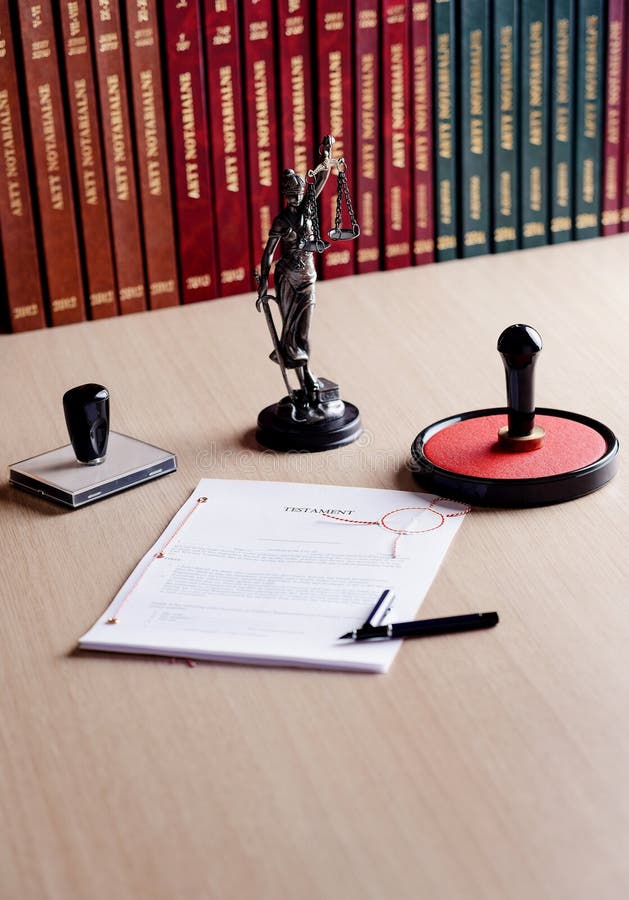 Signed Last Will on Notary Public Desk. Stock Photo - Image of desk ...