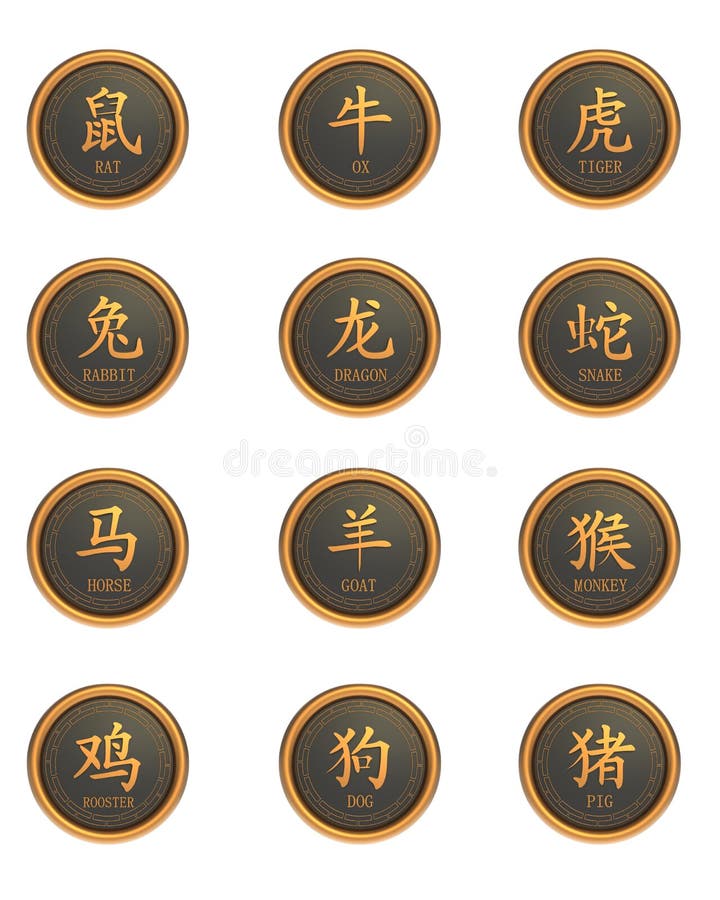 Signes chinois de zodiaque illustration stock. Illustration du crabot ...