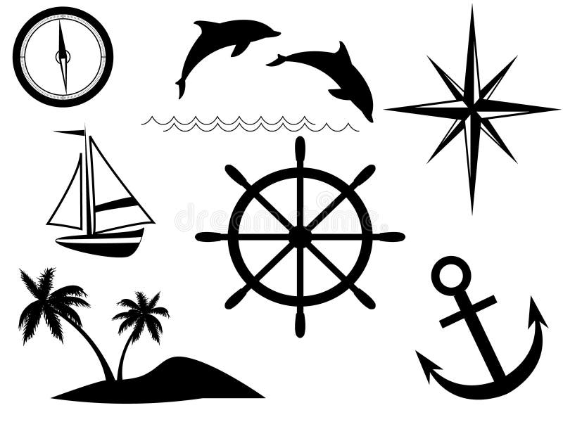 Mer Et Ensemble De Symbole Marin De Graphisme Illustration Stock ...