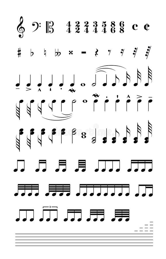 Signes De Musique Et Barre De Note Sur Le Blanc Illustration de Vecteur ...