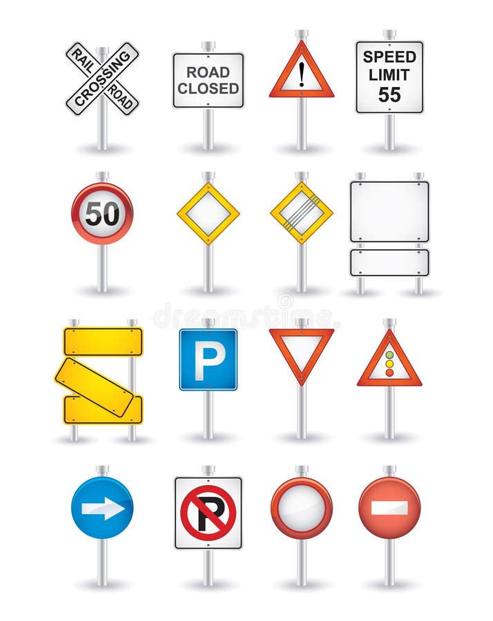 Signes De Route De Danger Réglés Illustration de Vecteur - Illustration ...
