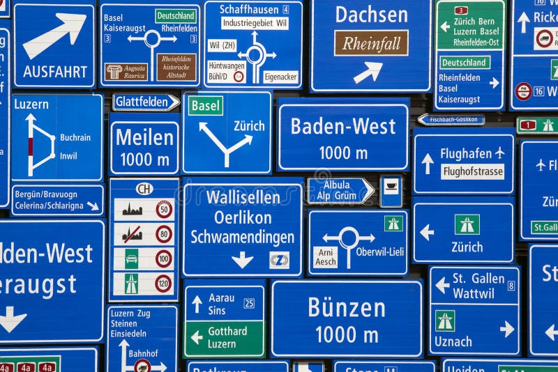 Signes de route suisses image stock. Image du luzerne - 93762699