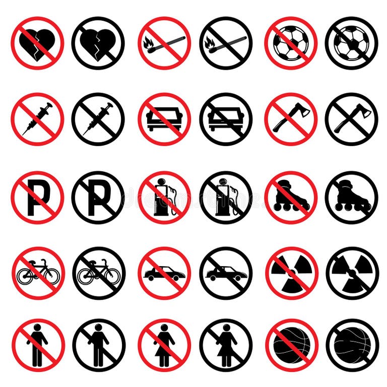 Signes interdits illustration de vecteur. Illustration du signes - 64626333