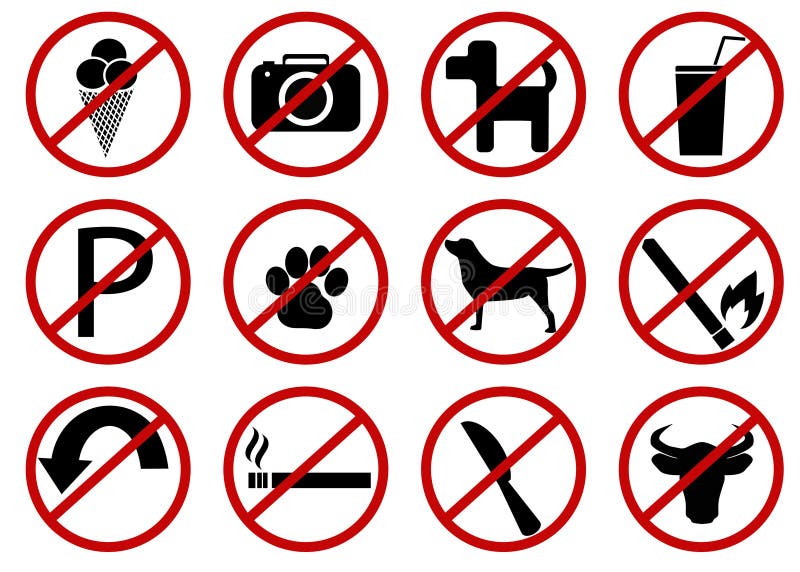 Signes Interdits De Vecteur Illustration de Vecteur - Illustration du ...