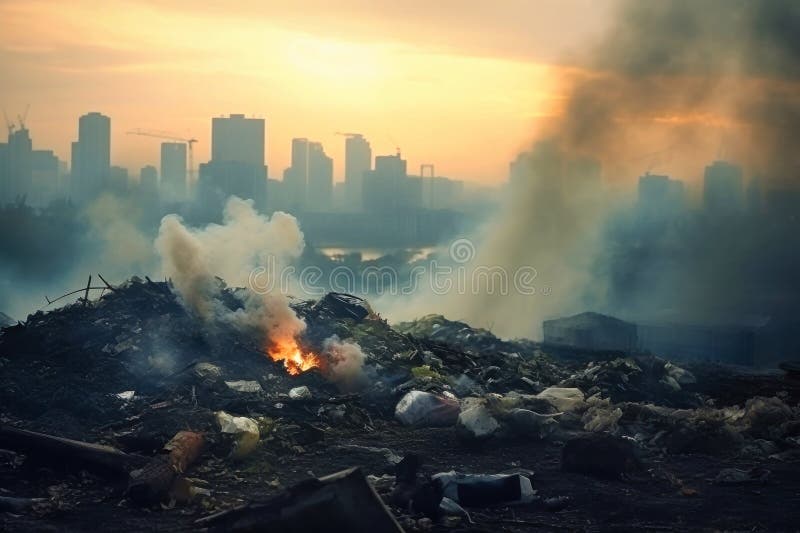 A Significant Amount of Smoke Billows from a City Garbage Dump ...