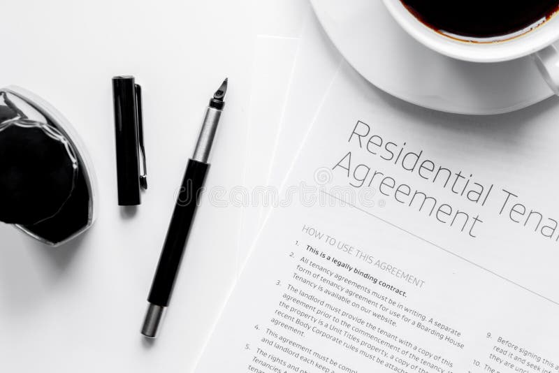 Signing of Agreement Top View on White Background Stock Photo - Image ...