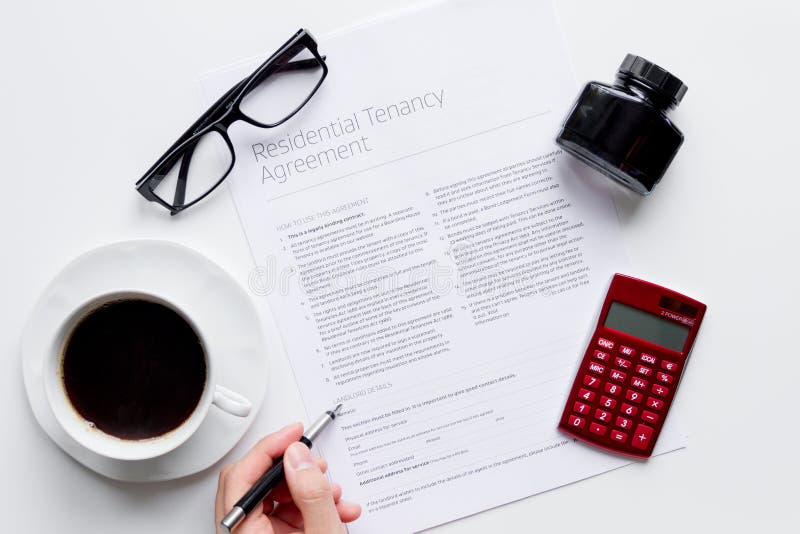 Signing of Agreement Top View on White Background Stock Image - Image ...