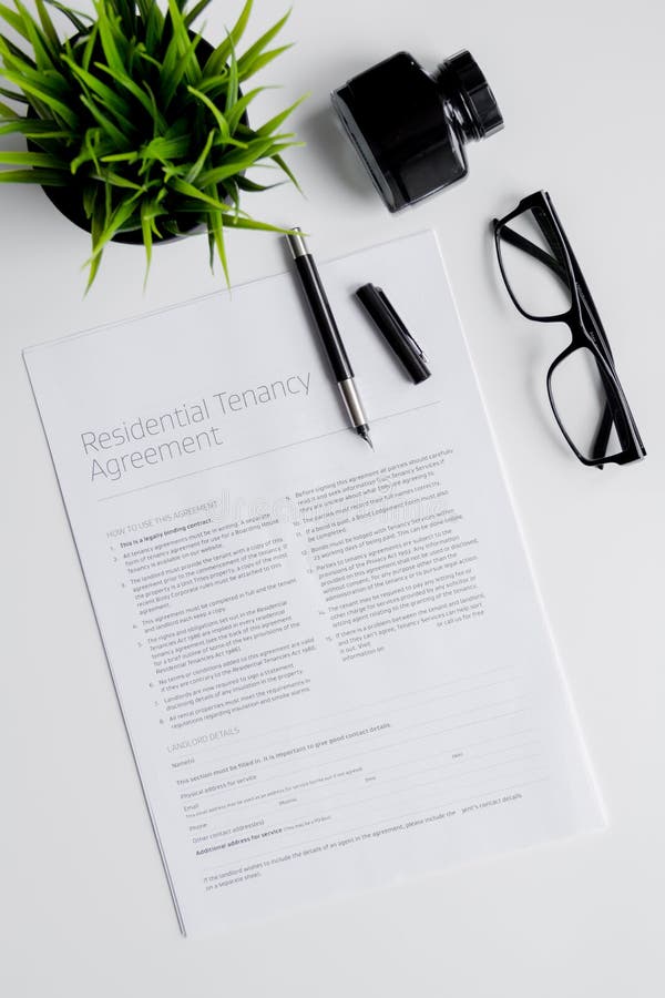 Signing of Agreement Top View on White Background Stock Image - Image ...