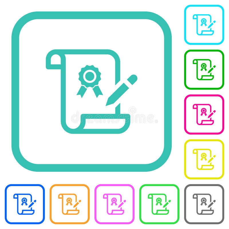 Signing Certificate Vivid Colored Flat Icons Stock Vector ...