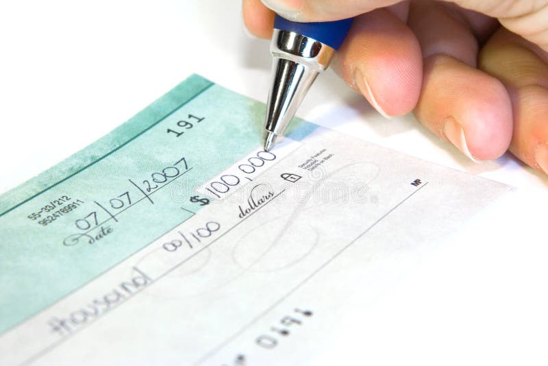Signing the check stock image. Image of dollar, background - 3152487