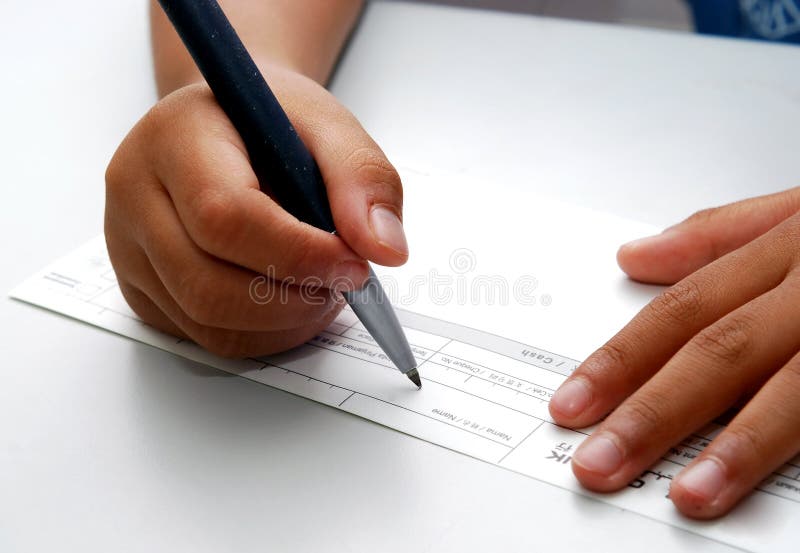 Signing a check cheque stock image. Image of cheque, demand - 10296363
