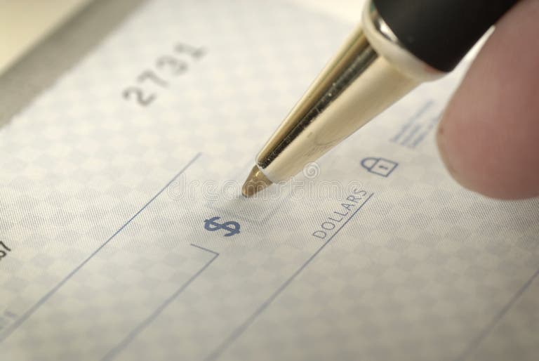 Signing a Check for Personal Finances Stock Photo - Image of amount ...