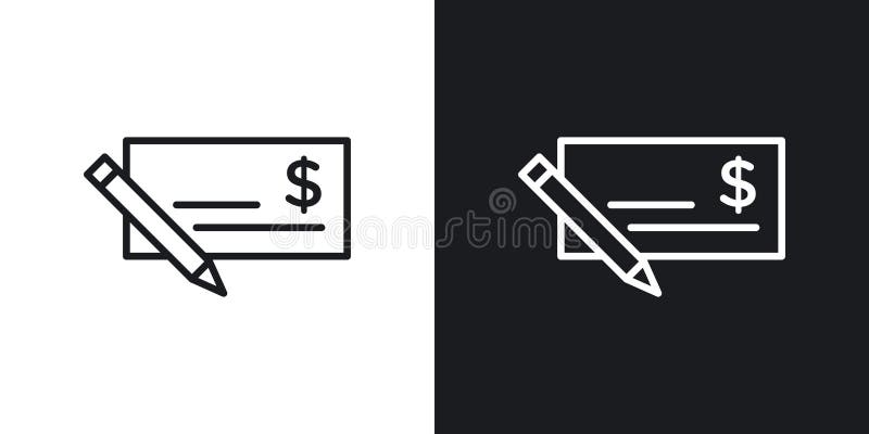 Signing cheque icon stock vector. Illustration of logo - 338557439