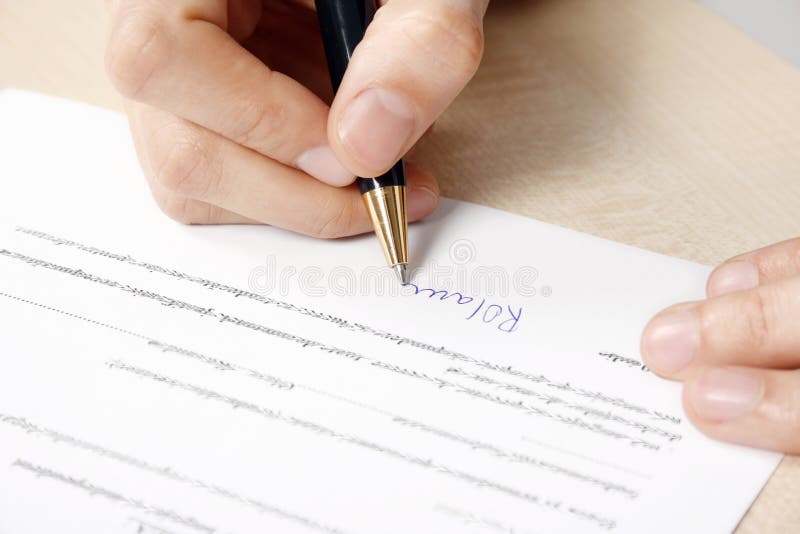Close Up on a Woman Hands Signing a Contract Stock Image - Image of ...