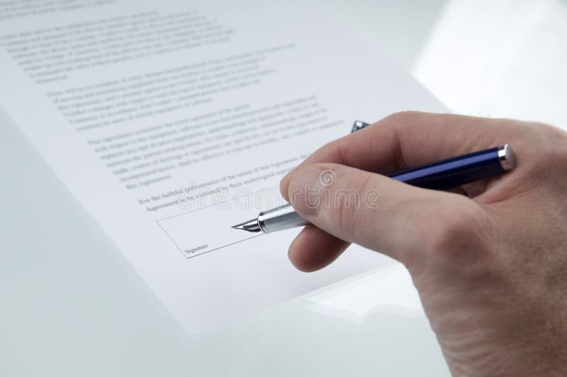 Man Signing a Deed of Sale on a House Stock Image - Image of paper ...