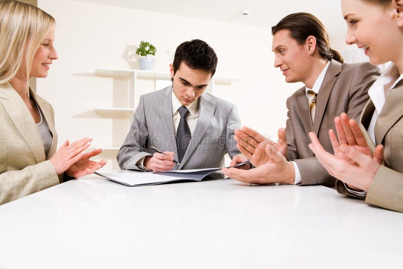 Shakehand Over Signed Contract Stock Photo - Image of compete, attorney ...