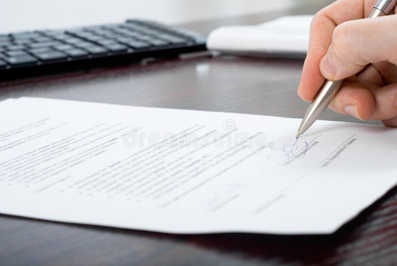 Signing Contract by Businessmen on the Table Stock Photo - Image of ...