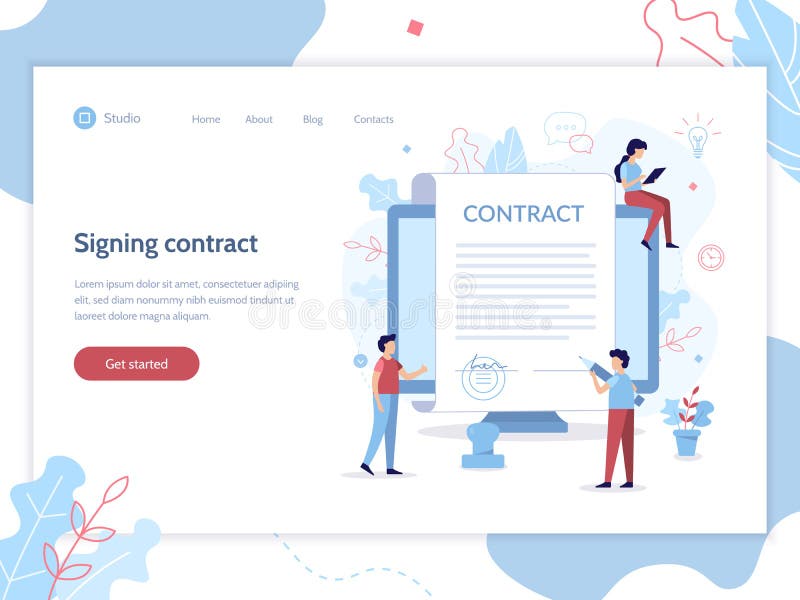 Signing Contract Flat Illustration Stock Vector - Illustration of ...