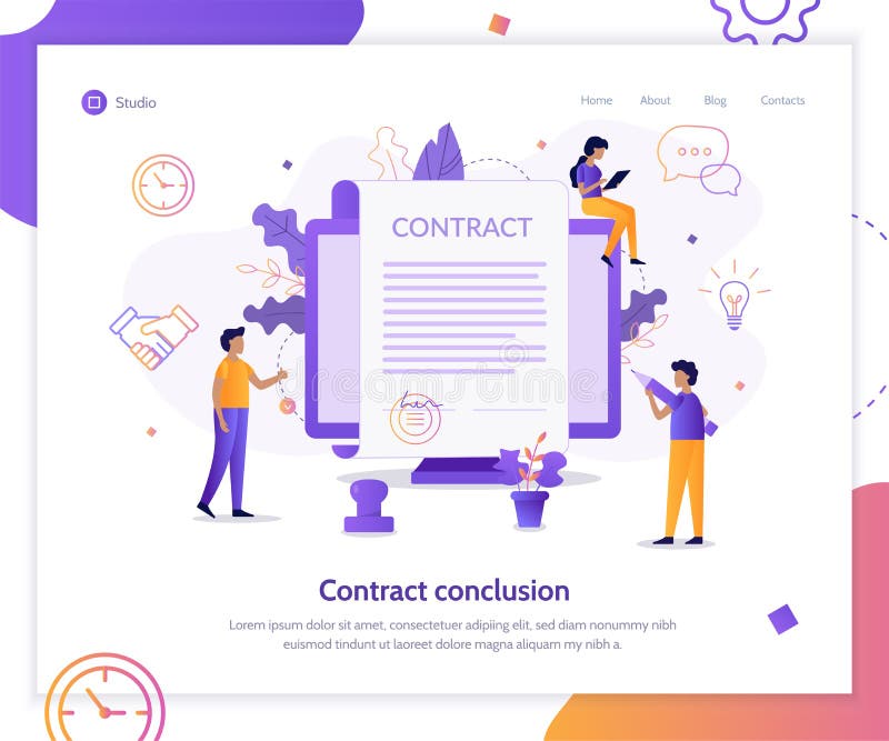 Signing Contract Flat Illustration Stock Vector - Illustration of ...