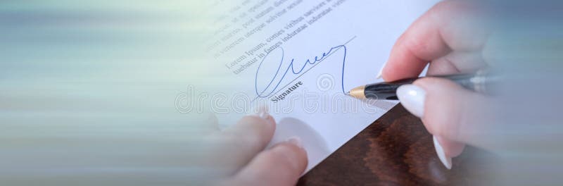 Signing of a Contract; Panoramic Banner Stock Photo - Image of legal ...