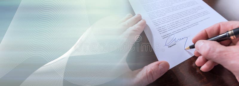 Signing of a Contract; Panoramic Banner Stock Image - Image of loan ...