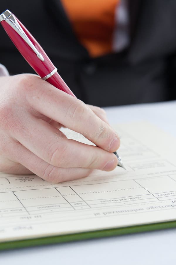 Signing Contract with Red Pen Stock Photo - Image of certificate ...
