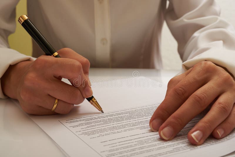 Signing of the document stock photo. Image of application - 76800132