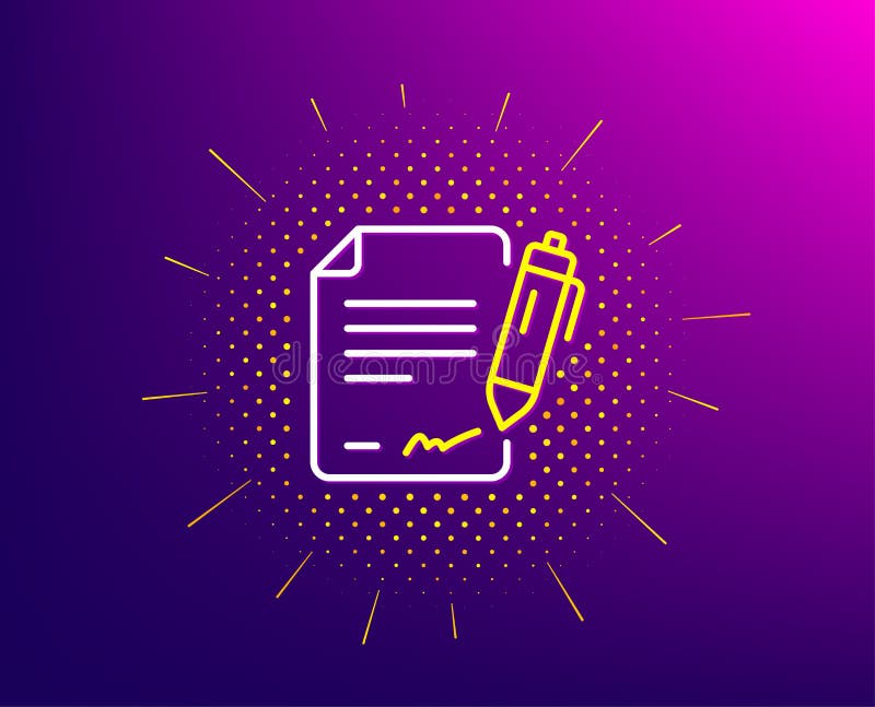 Signing Document Line Icon. Contract Signature Sign. Agreement File ...